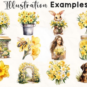 400 Jonquils Clipart Bundle, Watercolor Floral Clipart, Jonquil Clipart ...