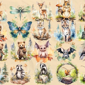 77 Cute Forest Animals Clipart, Cute Animals Clipart, Commercial Use ...