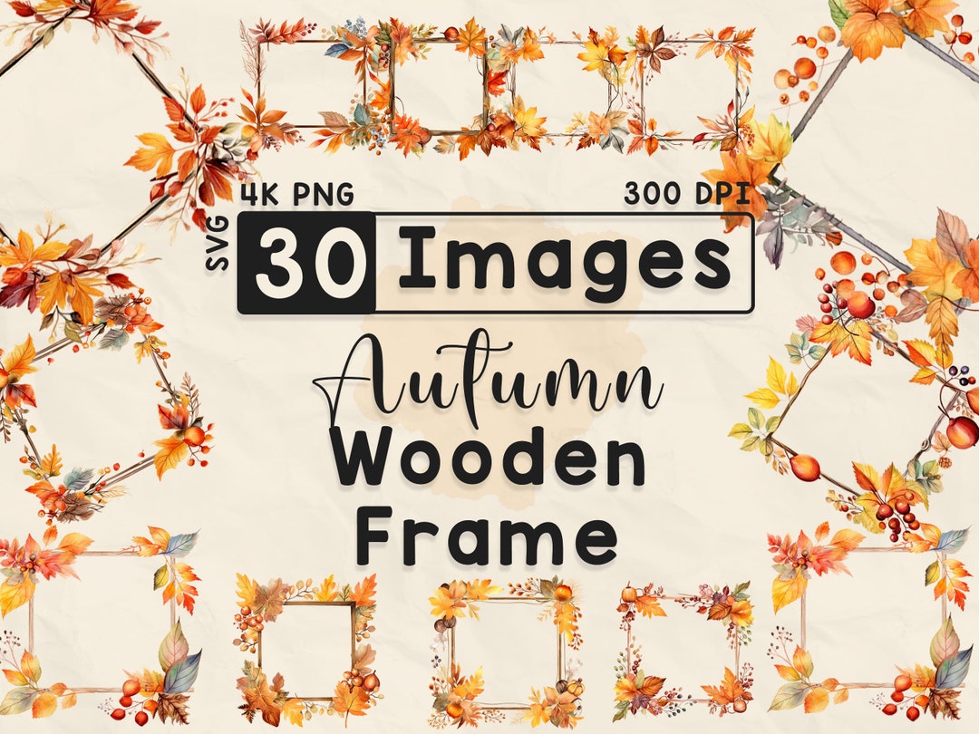 30 Autumn Floral Frame Clipart, Watercolor Clipart,fall Season ...