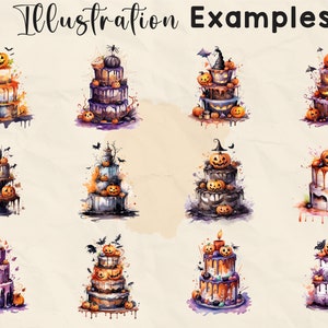 63 Halloween Cakes Clipart, Watercolor Clipart, Halloween PNG, Spooky ...