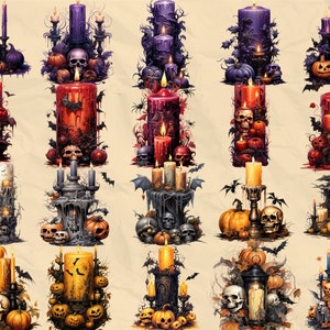 105 Halloween Candles Clipart, Watercolor Clipart, Halloween PNG ...