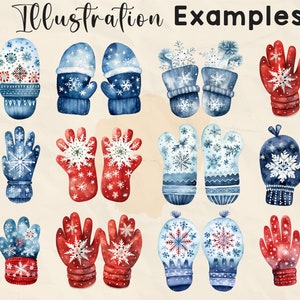 Christmas Mittens Clipart, Watercolor Clipart, Christmas PNG, Scrapbook ...