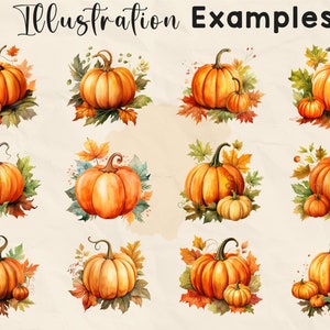 53 Autumn Pumpkin Clipart, Watercolor Clipart, Fall Season, Scrapbook ...