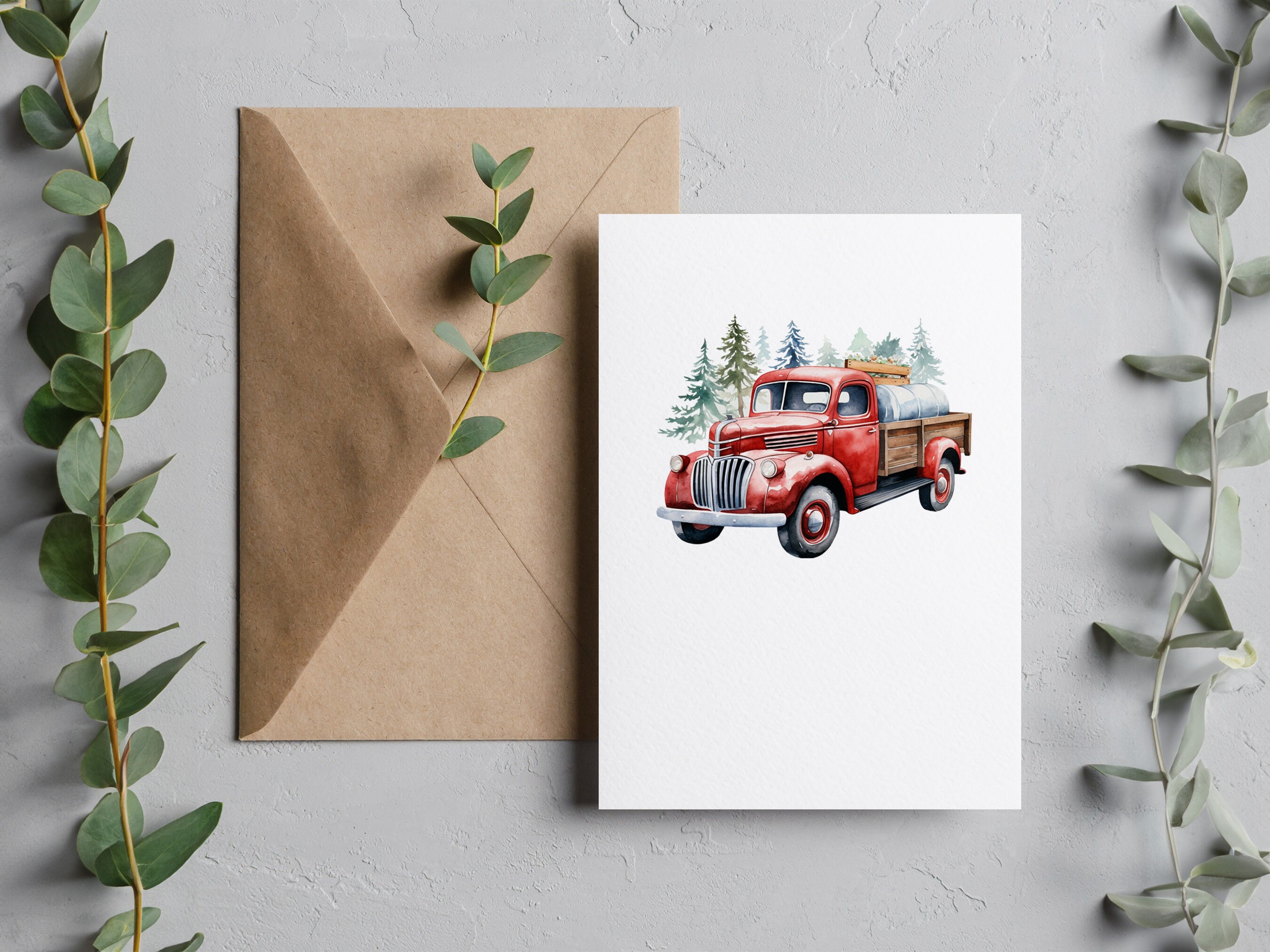 31 Winter Trucks Clipart, Watercolor Clipart, Snow Season, Scrapbook ...