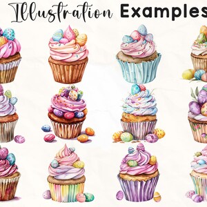 98 Easter Cupcake Clipart Bundle, Watercolor Easter Clipart, Bunny ...