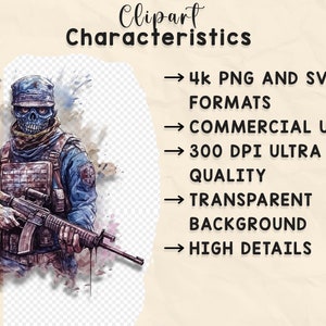 75 Spooky Halloween Zombie Soldier Clipart, Watercolor Clipart ...