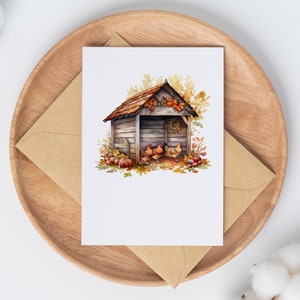 59 Autumn Chicken Coop Clipart Watercolor Clipart Fall - Etsy