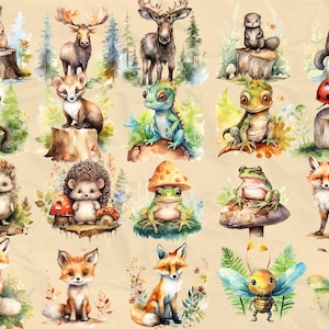 77 Cute Forest Animals Clipart, Cute Animals Clipart, Commercial Use ...