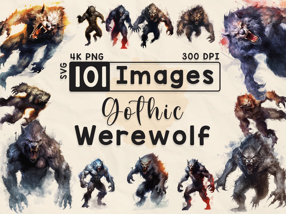 101 Halloween Gothic Werewolf Clipart, Watercolor Clipart, Halloween ...