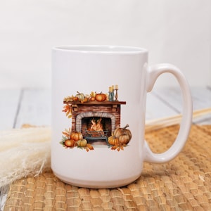 53 Autumn Cozy Fireplace Clipart, Watercolor Clipart, Fall Season ...