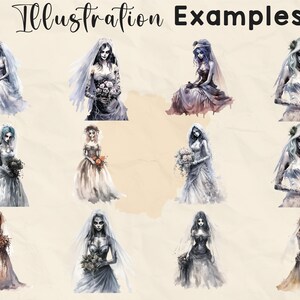 91 Spooky Halloween Ghost Bride Clipart, Watercolor Clipart, Halloween ...