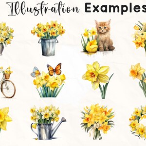 383 Daffodils Clipart Bundle, Watercolor Floral Clipart, Daffodil ...
