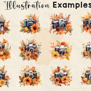 56 Autumn Boho Camera, Watercolor Clipart, Fall Clipart, Scrapbook ...