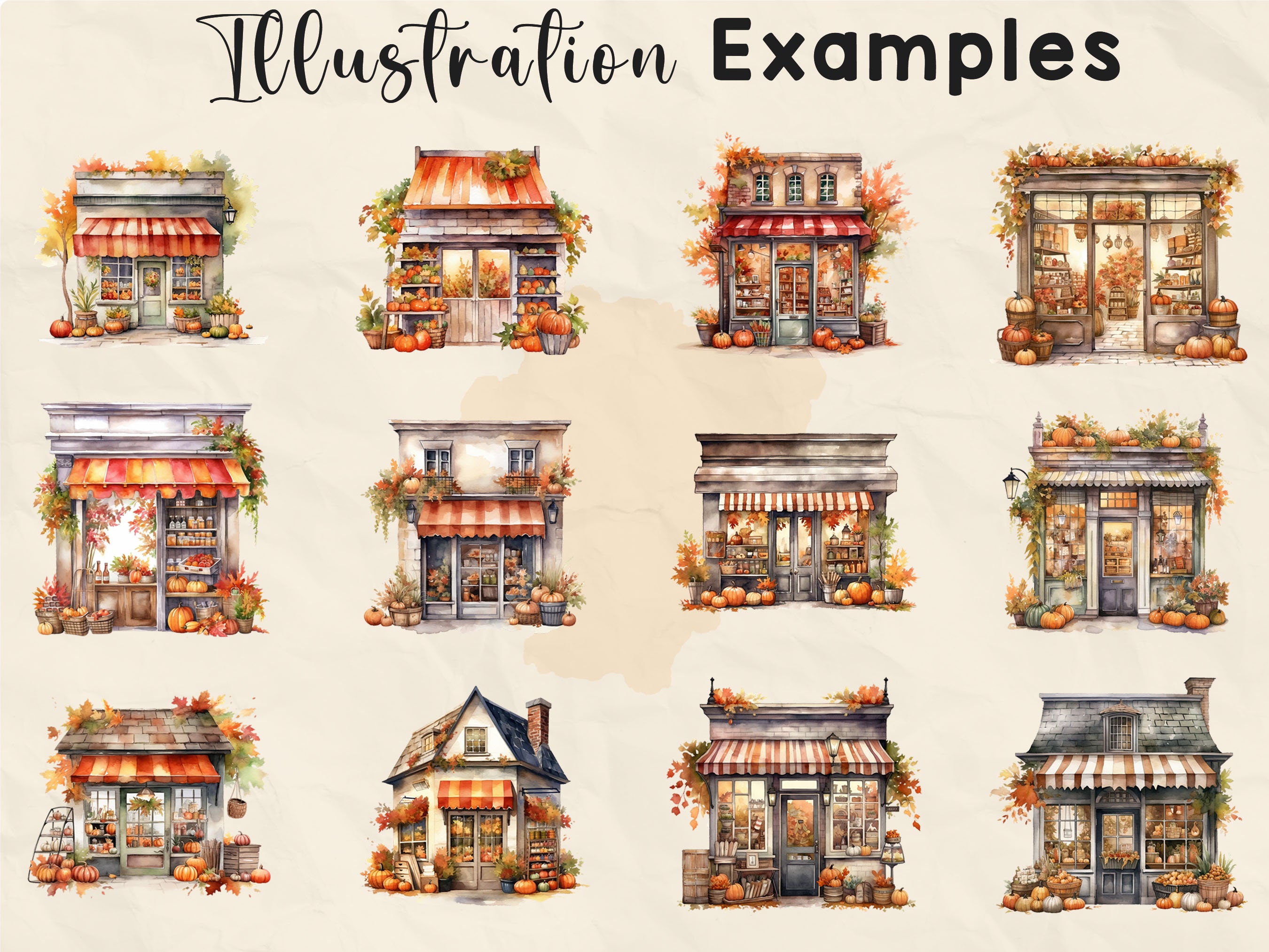 82 Autumn Storefront Clipart Watercolor Clipart Fall Season - Etsy