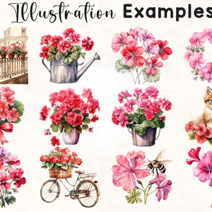 352 Geraniums Clipart Bundle, Watercolor Floral Clipart, Geranium ...