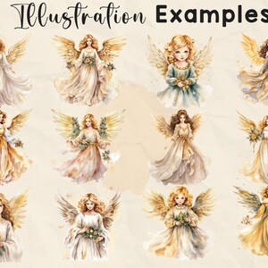 Christmas Angelclipart, Watercolor Clipart, Christmas PNG, Angelic ...