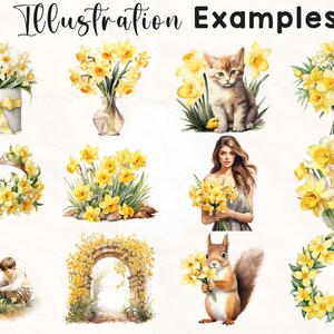 400 Jonquils Clipart Bundle, Watercolor Floral Clipart, Jonquil Clipart ...