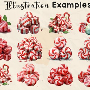 Christmas Peppermint Candy Clipart, Watercolor Clipart, Christmas PNG ...