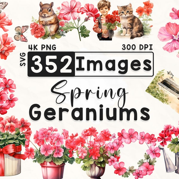 Geranium Clipart - Etsy