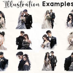 231 Gothic Bride and Groom Bundle, Bride and Groom Clipart, Commercial ...