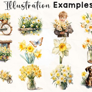 383 Narcissus Clipart Bundle, Watercolor Floral Clipart, Narcissus ...