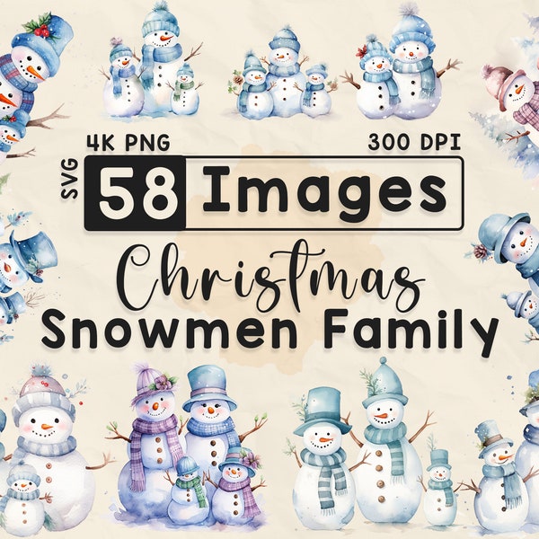 Snowman Clipart - Etsy