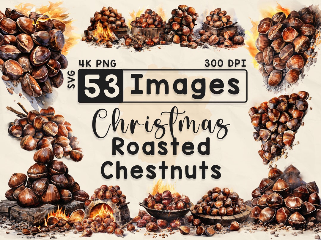 Christmas Roasted Chestnuts Clipart, Watercolor Clipart, Festive Season ...