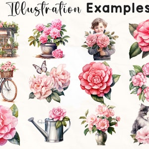 399 Camellias Clipart Bundle, Watercolor Floral Clipart, Camellia ...