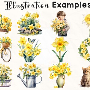 400 Jonquils Clipart Bundle, Watercolor Floral Clipart, Jonquil Clipart ...