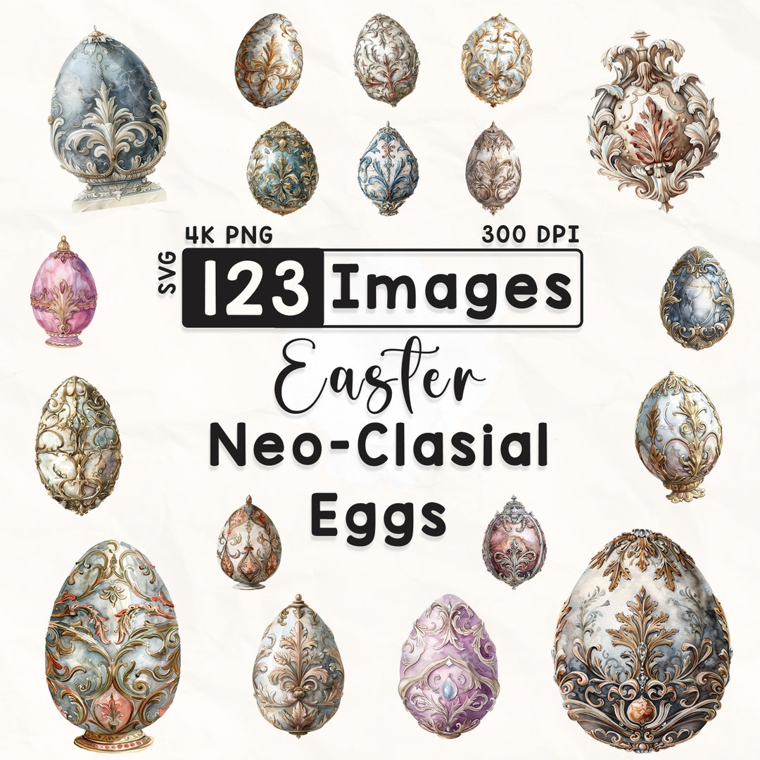 123 Easter Egg Clipart Bundle, Watercolor Easter Clipart, Bunny Clipart ...
