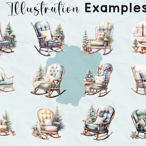 67 Winter Rocking Chair Clipart, Watercolor Clipart, Snow Season ...
