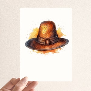 90 Thanksgiving Pilgrim Hat Clipart, Watercolor Clipart, Fall Season ...