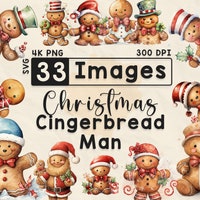 Pastel Gingerbread Clipart Pack, Pink Christmas Clipart, Watercolor ...
