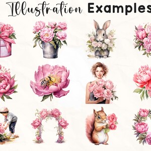 381 Peonies Clipart Bundle, Watercolor Floral Clipart, Peony Clipart ...