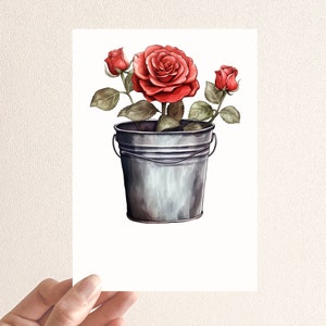 296 Rustic Roses Clipart Bundle, Watercolor Floral Clipart, Rose ...