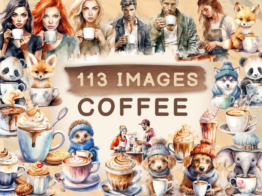 Watercolor Coffee 113 Clipart Bundle, PNG and SVG, for Coffee Lovers ...