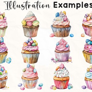 98 Easter Cupcake Clipart Bundle, Watercolor Easter Clipart, Bunny ...