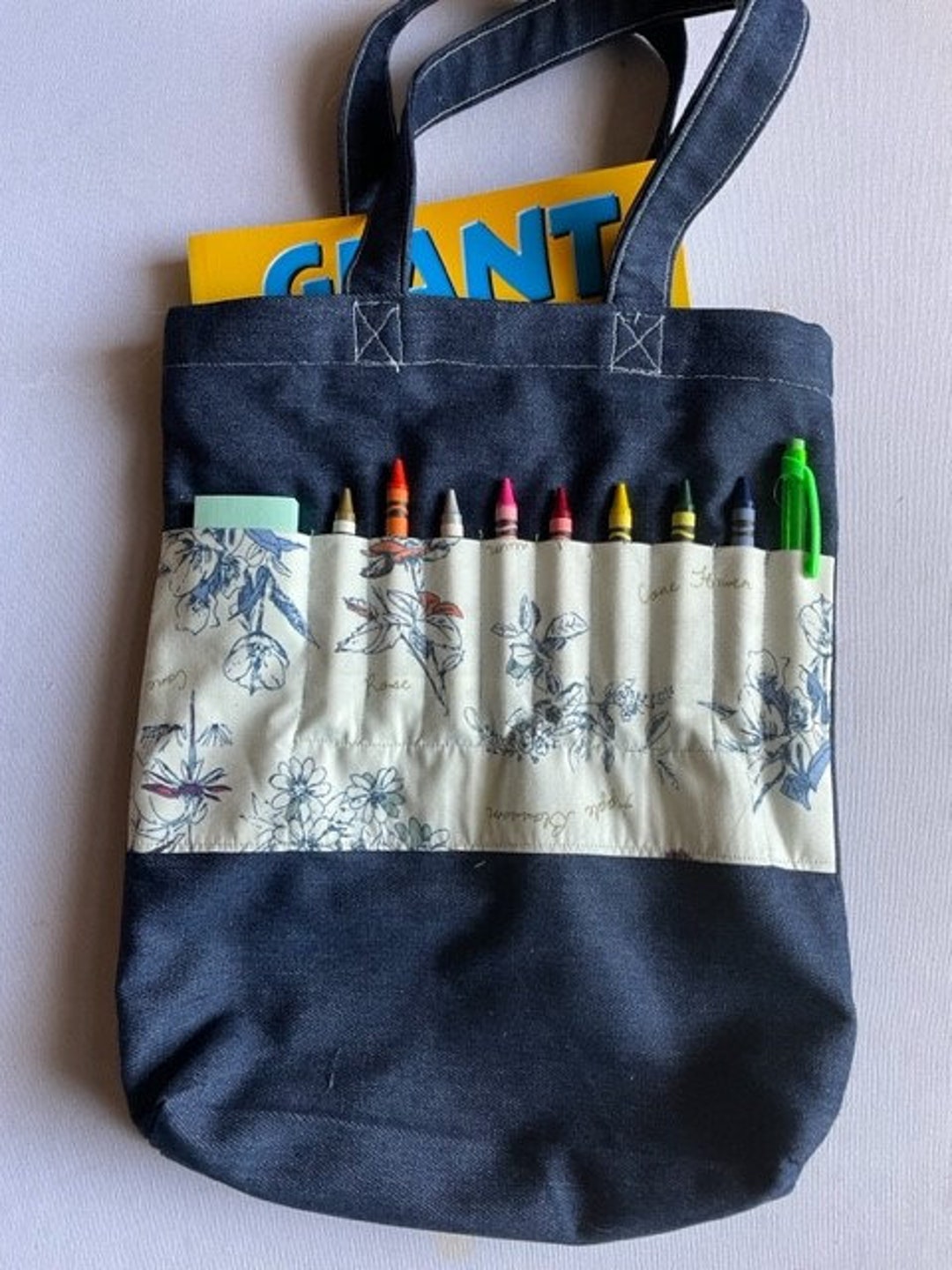 Lined Coloring Bag With Pocket - Pattern and Instructions - Etsy