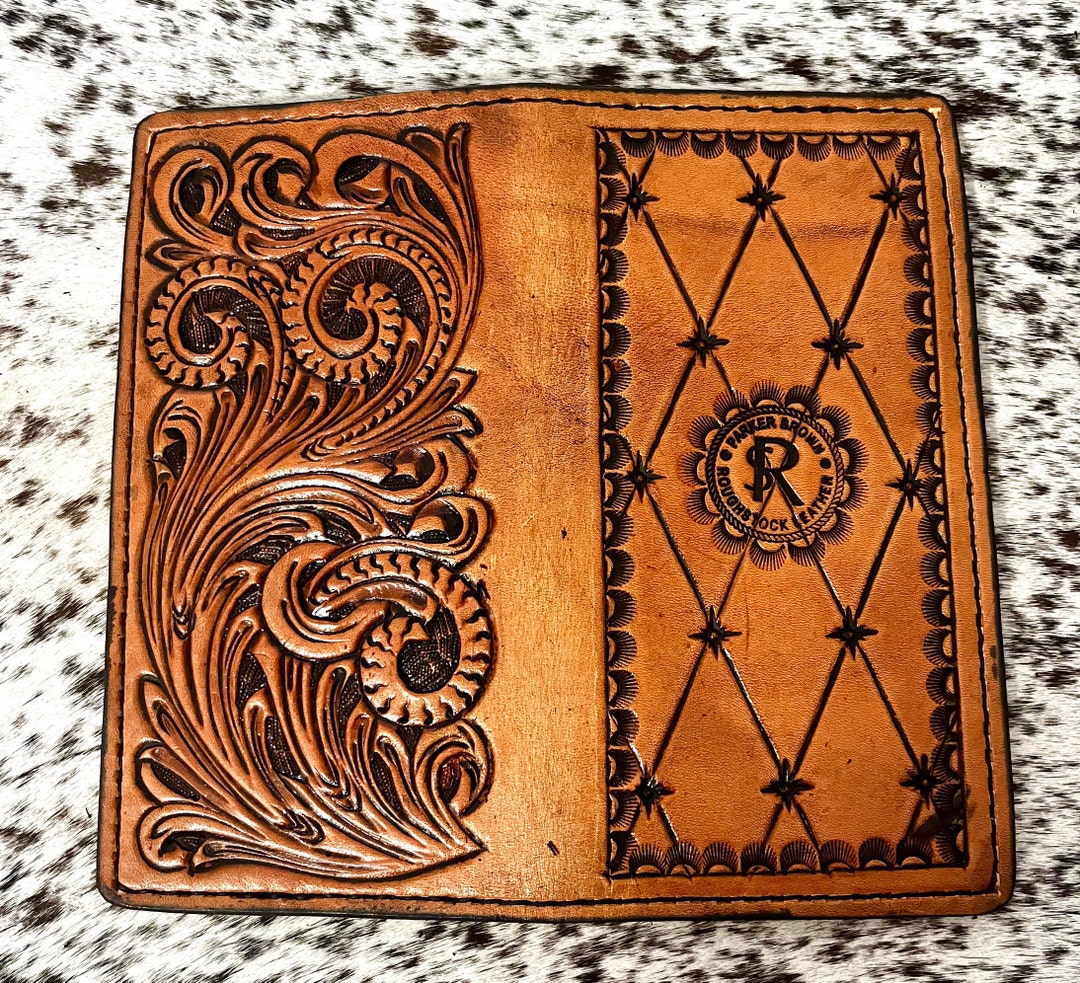 Tooled Leather Roper Wallet - Etsy
