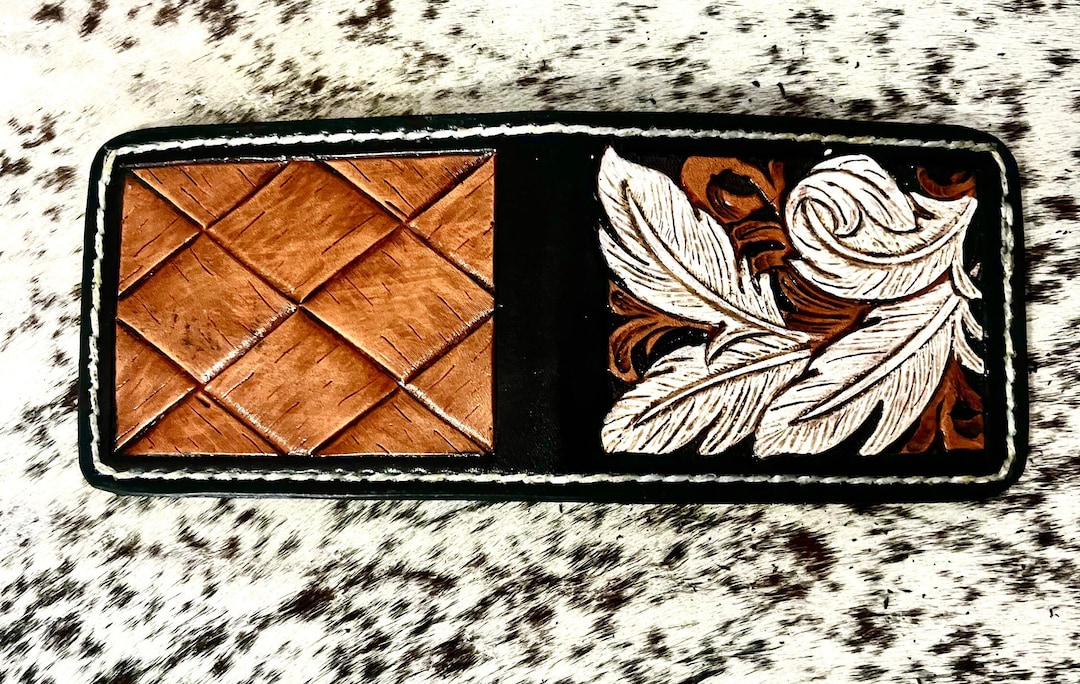 Tooled Leather Money Clip Wallet - Etsy