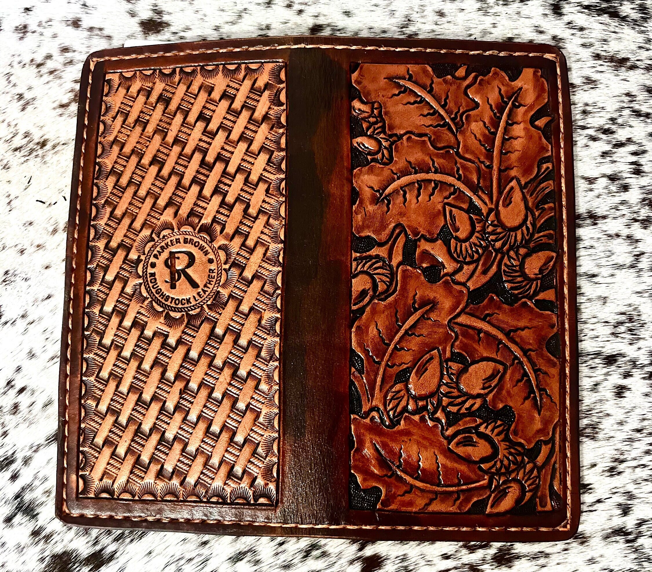 Oak Pattern Tooled Roper Wallet - Etsy