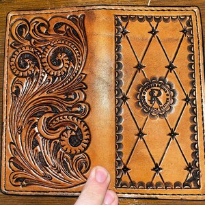 Tooled Leather Roper Wallet - Etsy