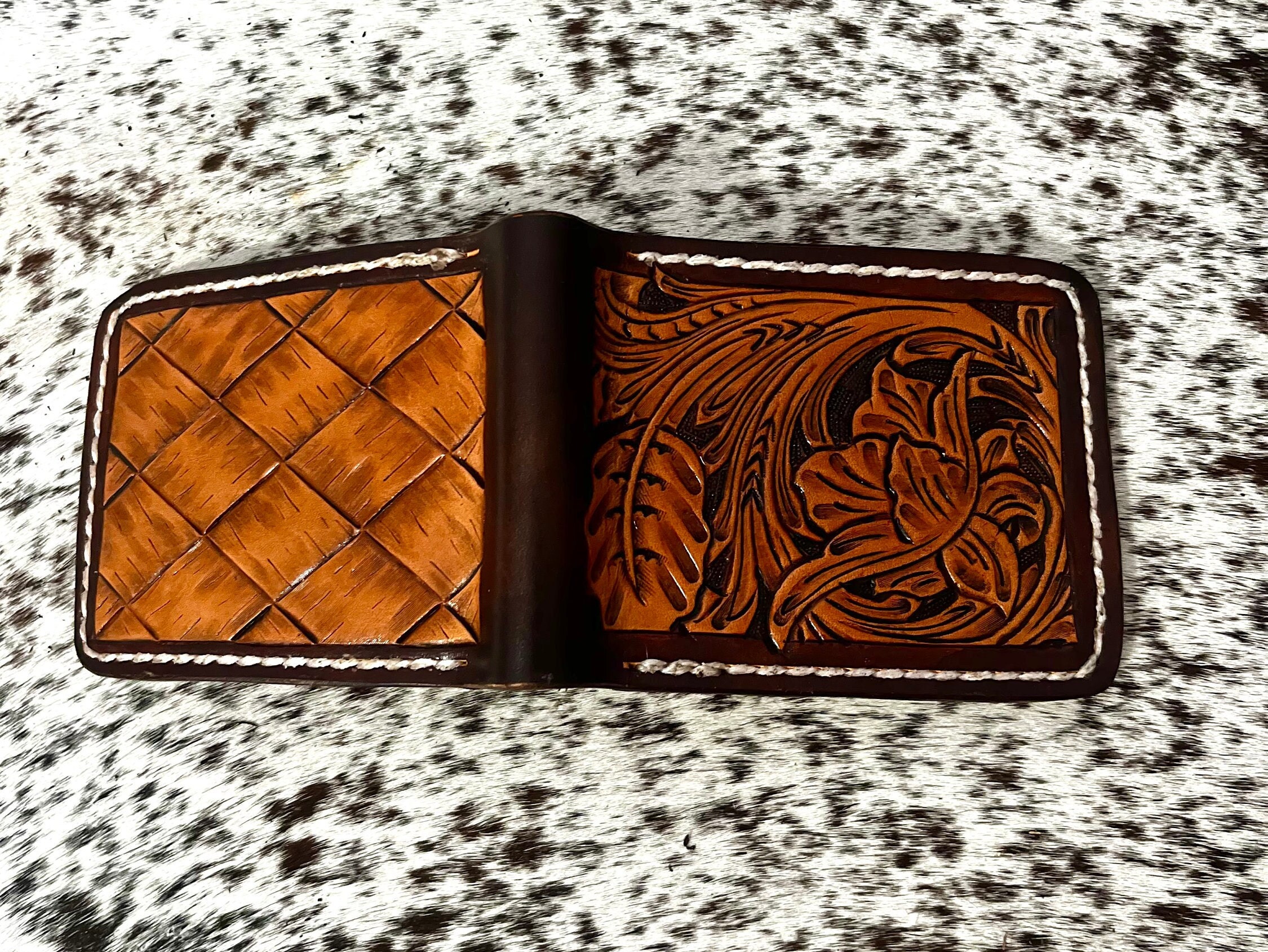 Tooled Leather Bi-fold Wallet - Etsy