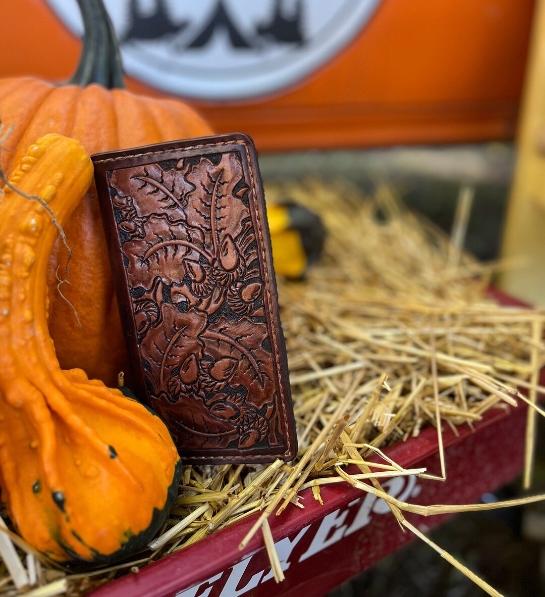 Oak Pattern Tooled Roper Wallet - Etsy