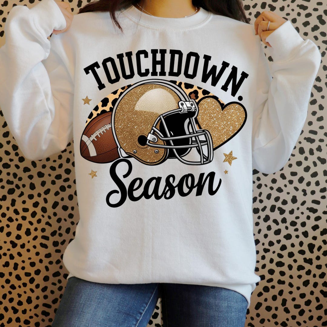 Touchdown Season PNG: Glitter Football, Leopard Heart (digital Download ...