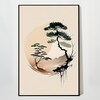 Simple Japandi Tree Circle Digital Download Art, Botanical Wabi Sabi Vintage Woodblock Print 22 ...