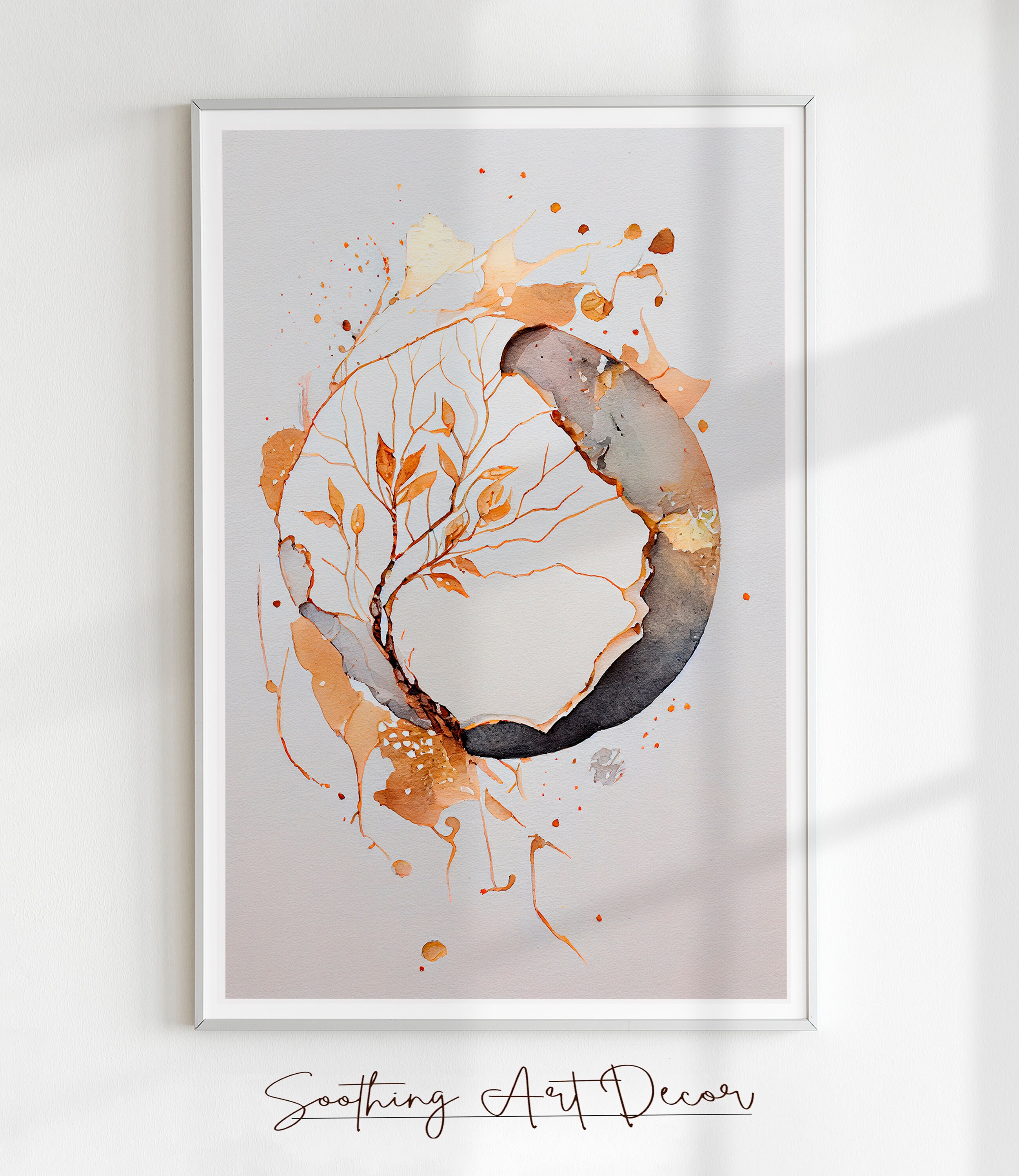 Simple Japandi Kintsugi Zen Enso Circle Wall Art Golden - Etsy