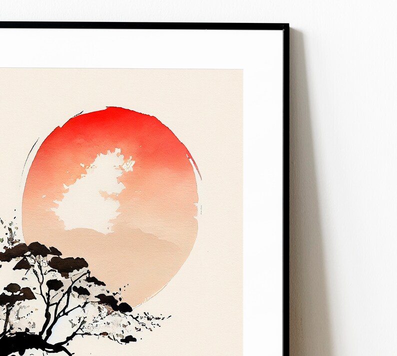 Simple Japandi Tree Circle Digital Download Art Minimalist - Etsy