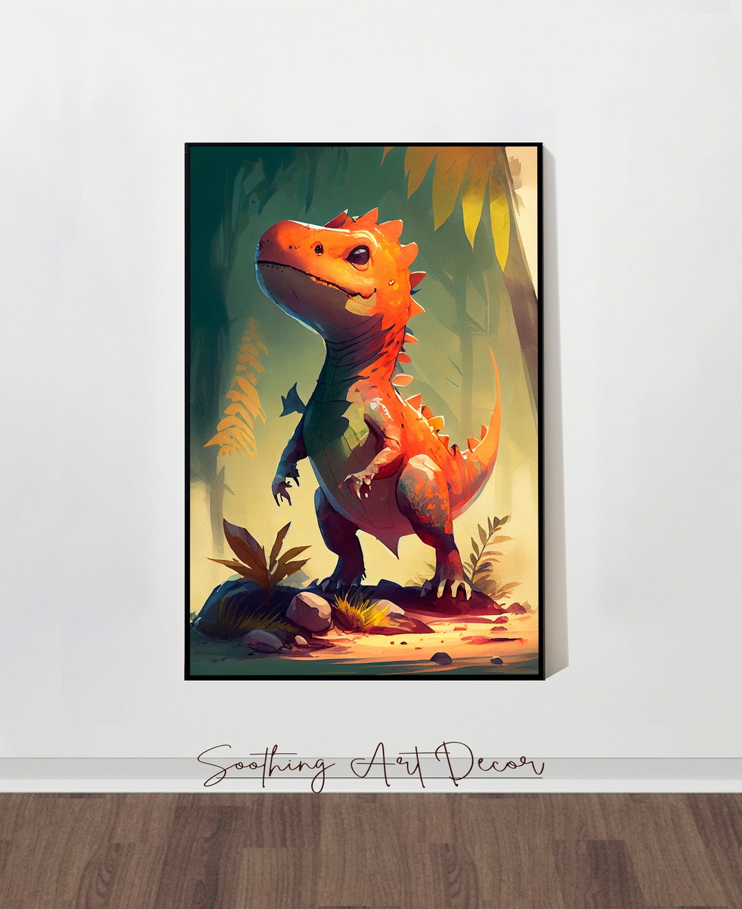 Triceratops Wall Art Dinosaur Poster, Chibi Dino Bedroom 1 Year Old Boy ...