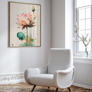 Simple Lotus Flower Art Simple Watercolor Lotus Printable Flower Art ...